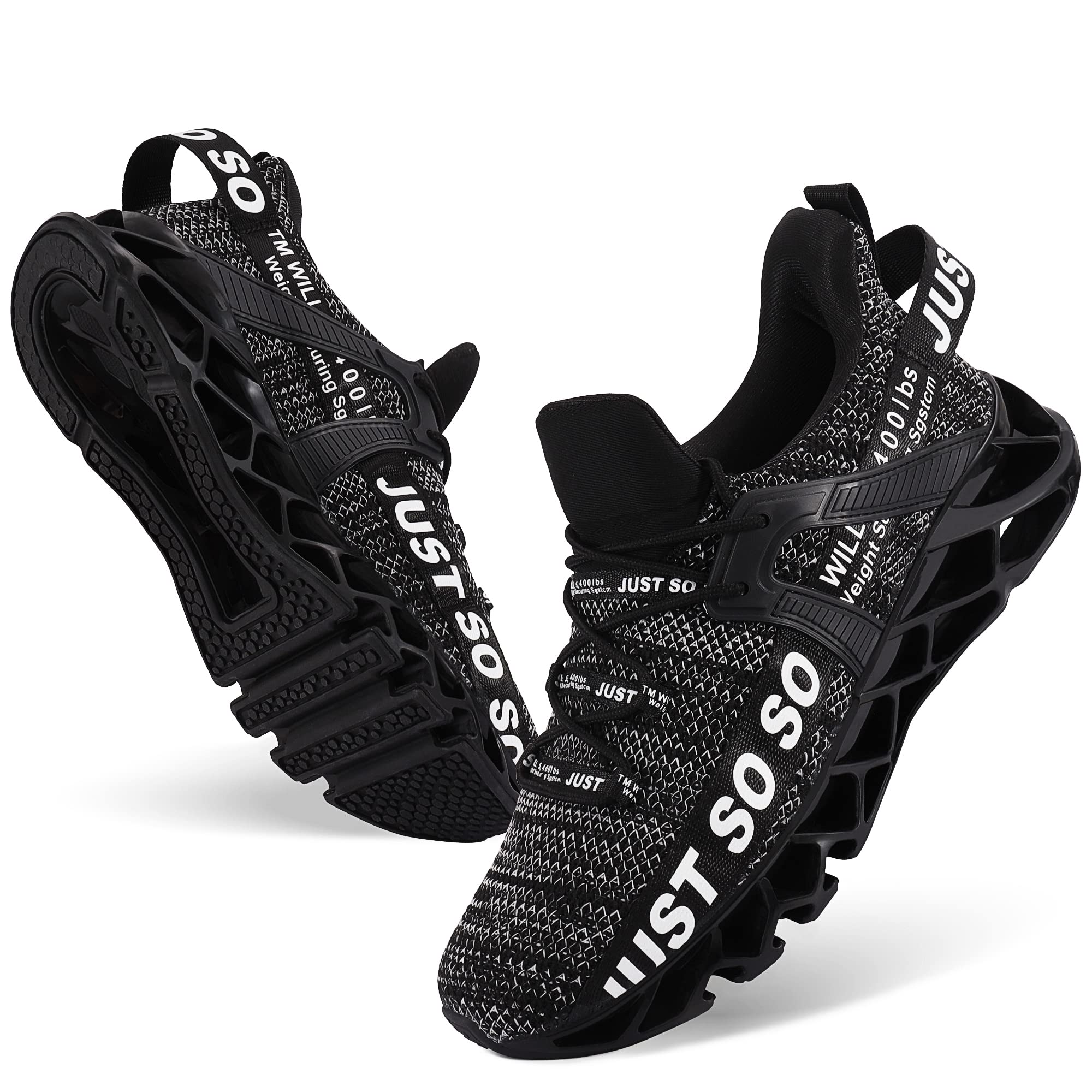 JSLEAP Womens Running Shoes Athletic Walking Sneakers Sports Tennis Shoes,Striped#Black,US 9.5