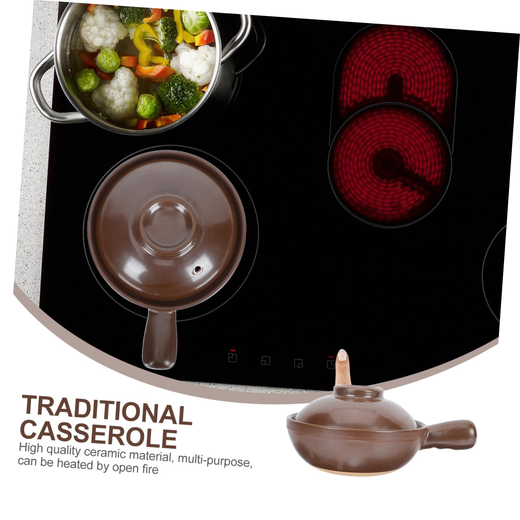 HEMOTON 2pcs Bibimbap Pot Casserole with Handle China Hutch Milk Pan Bread Pan Ceramic Steam Pot Japanese Soup Cooking Pot Korean Rice Cooker Non- Stick Ceramics Hot Pot Pottery
