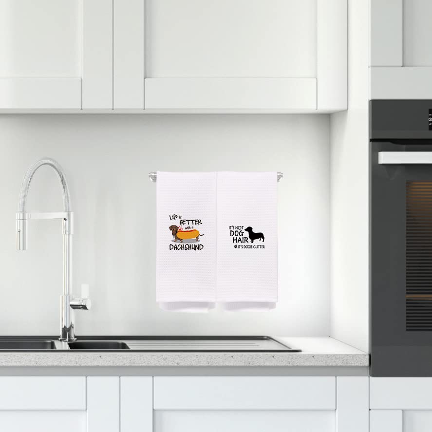 NEGIGA Dachshund Decor,Dachshund Gifts,Dachshund Gifts for Women,Dachshund,Kitchen Towels,Kitchen Towels and Dishcloths Sets,Towels Sets of 4