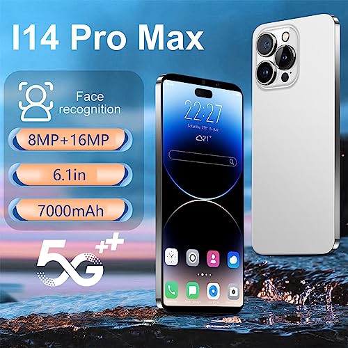 LANTRO JS Smart Phone, 6.1in, Ten Core, 2G/5G WiFi, 4GB/64GB, 8MP/16MP, 7000mAh, for Android 11.0, White, EU Plug,Compatible with 100-240V