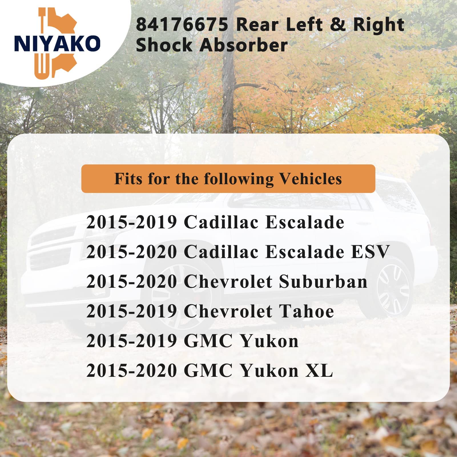 Niyako Rear Air Shock Absorbers Replacement# πππ-ππππ ππππππππ ππππππππ ππππππππ ππππππππ Fit 2015-2021 Chevy Tahoe Suburban Cadillac Escalade ESV GMC Yukon XL