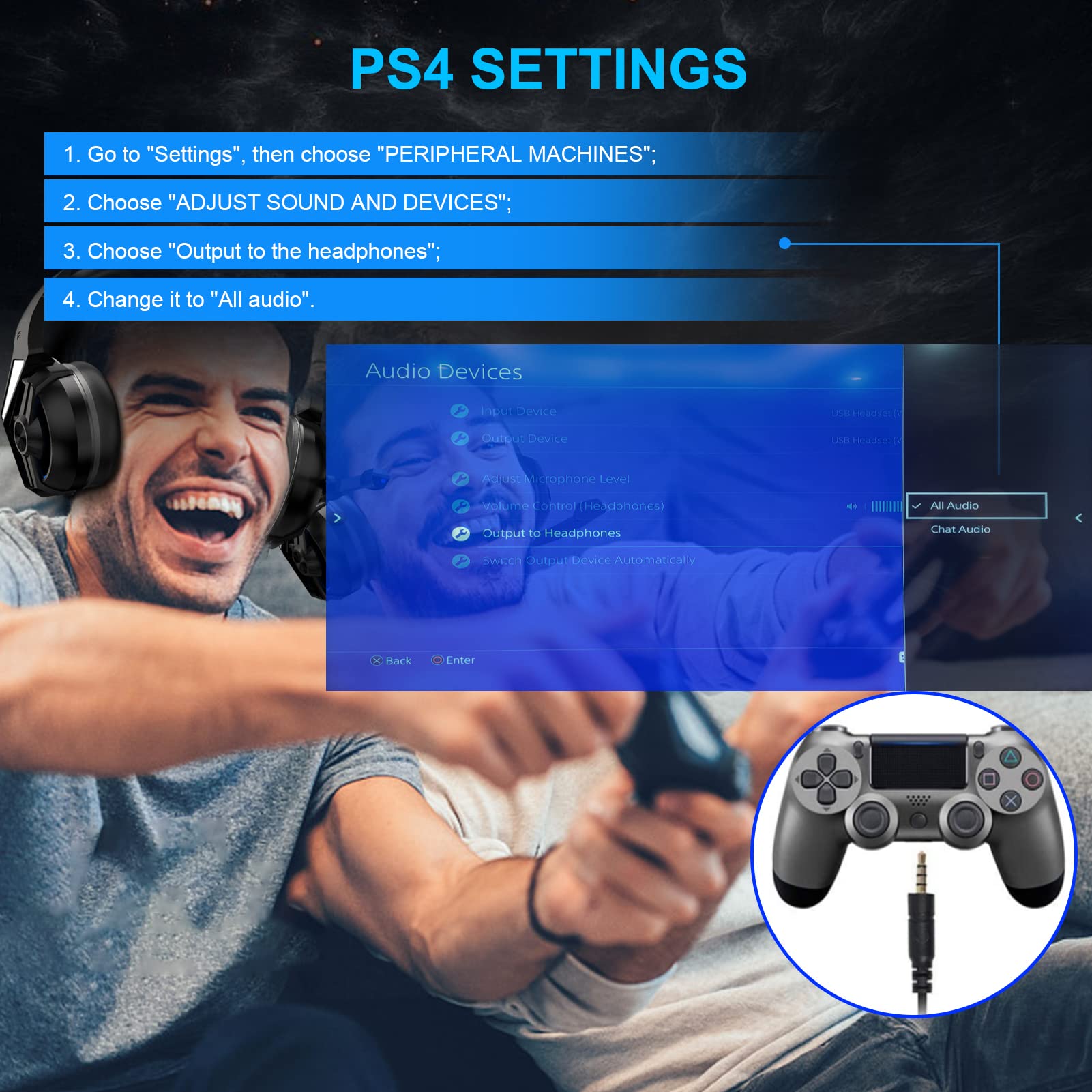 NPET HS50 Stereo Gaming Headset for PS4 PC Xbox One PS5 Controller, Noise Cancelling Over Ear Headphones with Mic,LED Light, Bass Surround, Soft Memory Earmuffs for Laptop Mac Nintendo NES Games