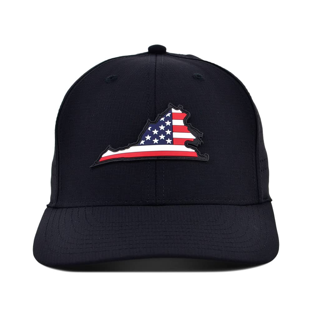 Local Crowns Virginia Rubber Patch USA Flag Fill Performance Cap (Black)