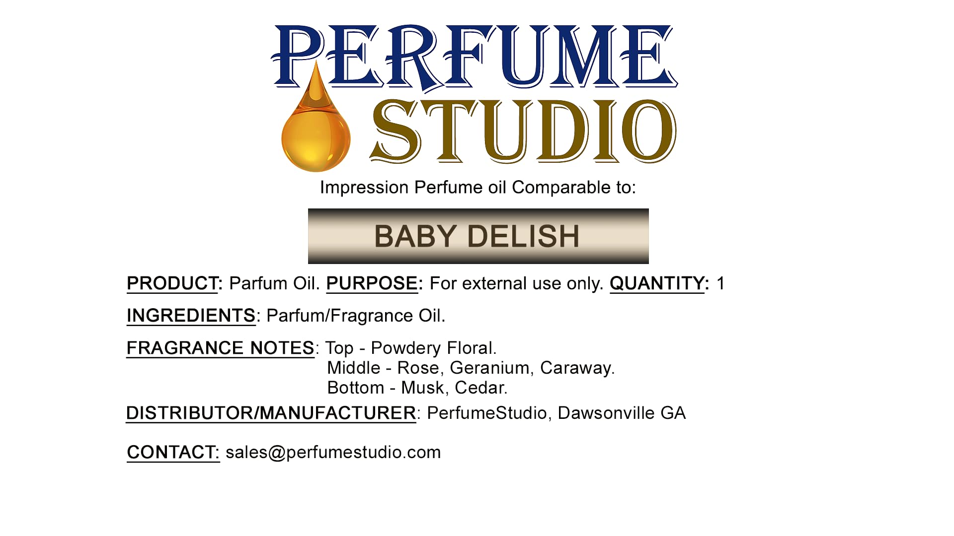 Perfume Studio Baby Delish Powdery Delight Perfume Spray Oil with Long Lasting Sweet & Fresh Powder Fragrance Accords (2 oz)