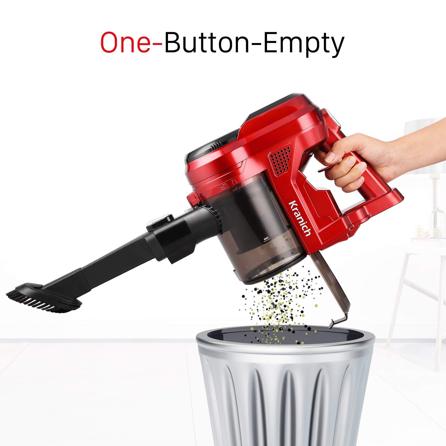 Kranich Lightweight Cordless Vacuum Cleaner, High Efficiency Powerful Digital Motor LED Headlights, Convenient Stick and Handheld Vac