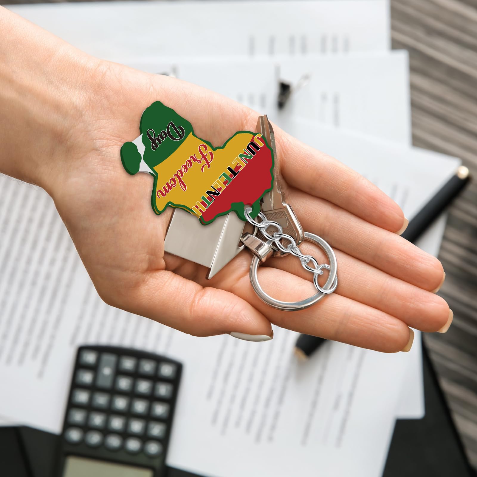 Remuuly 50 Pcs Juneteenth Keychain Bulk Gifts Juneteenth Freedom Gifts Heart 1865 Territory Key Ring for Women Men