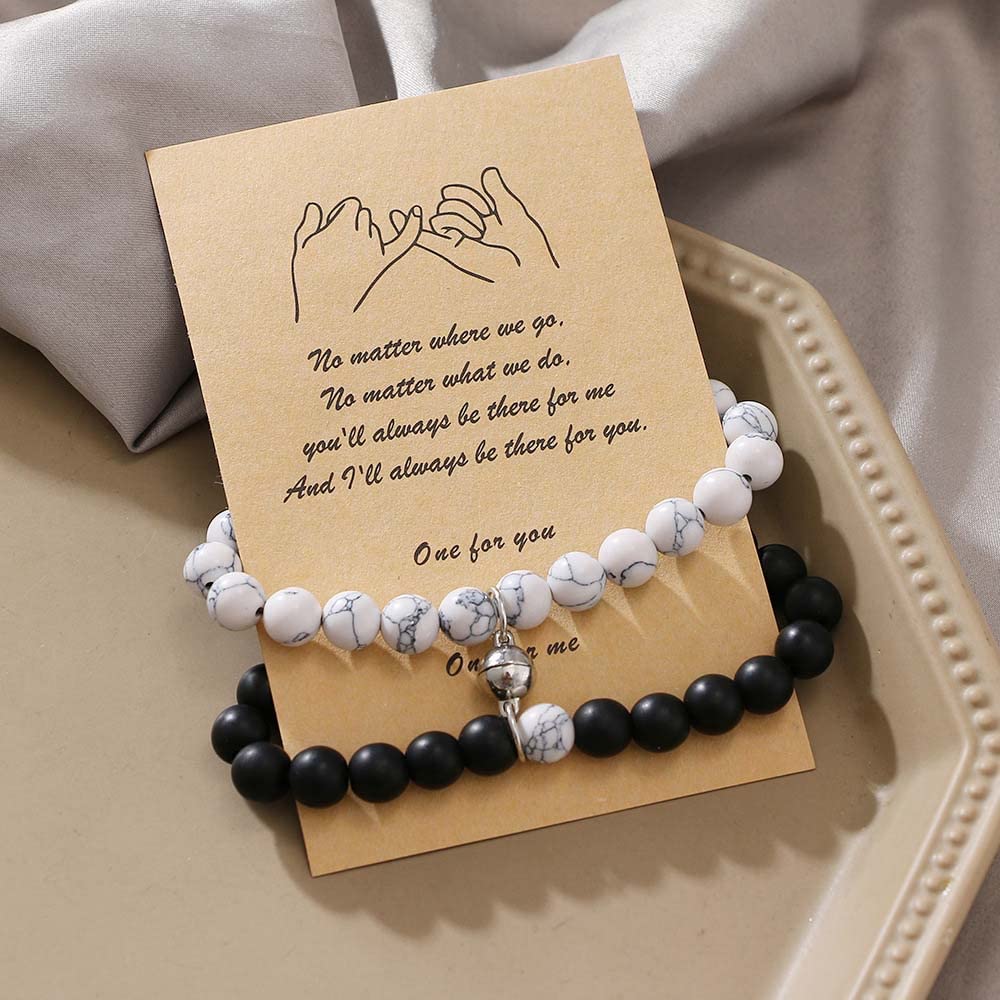 Magnetic Bracelets for Men Handmade Pop It Evil Eye String Bracelets Pack Friendship Couples Beaded Matching Crystal Charm Magnetic Slap Bracelet Kit Rose Quartz Pearl love Bangle, Crystal, crystal