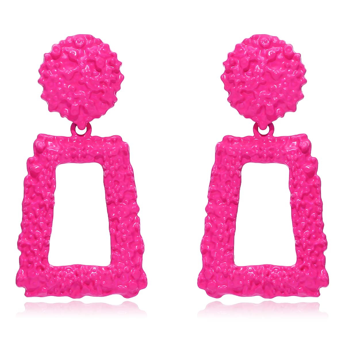 KELMALL Classic Rectangle Dangle Earrings for Women Trendy Textured Geometric Drop Statement Earring