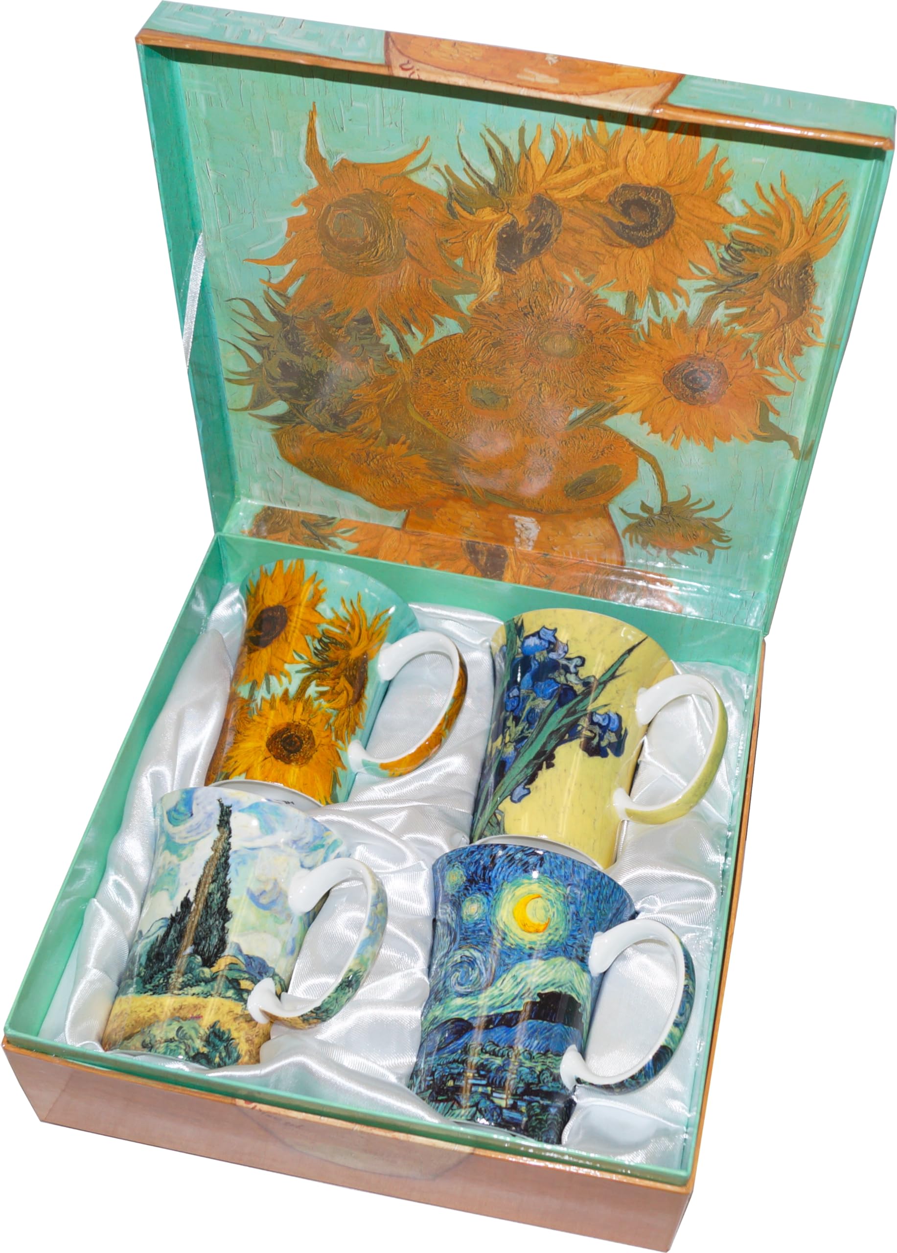 McIntosh Van Gogh Fine Bone China Set of 4 Mugs with Matching Gift Box (11 oz)