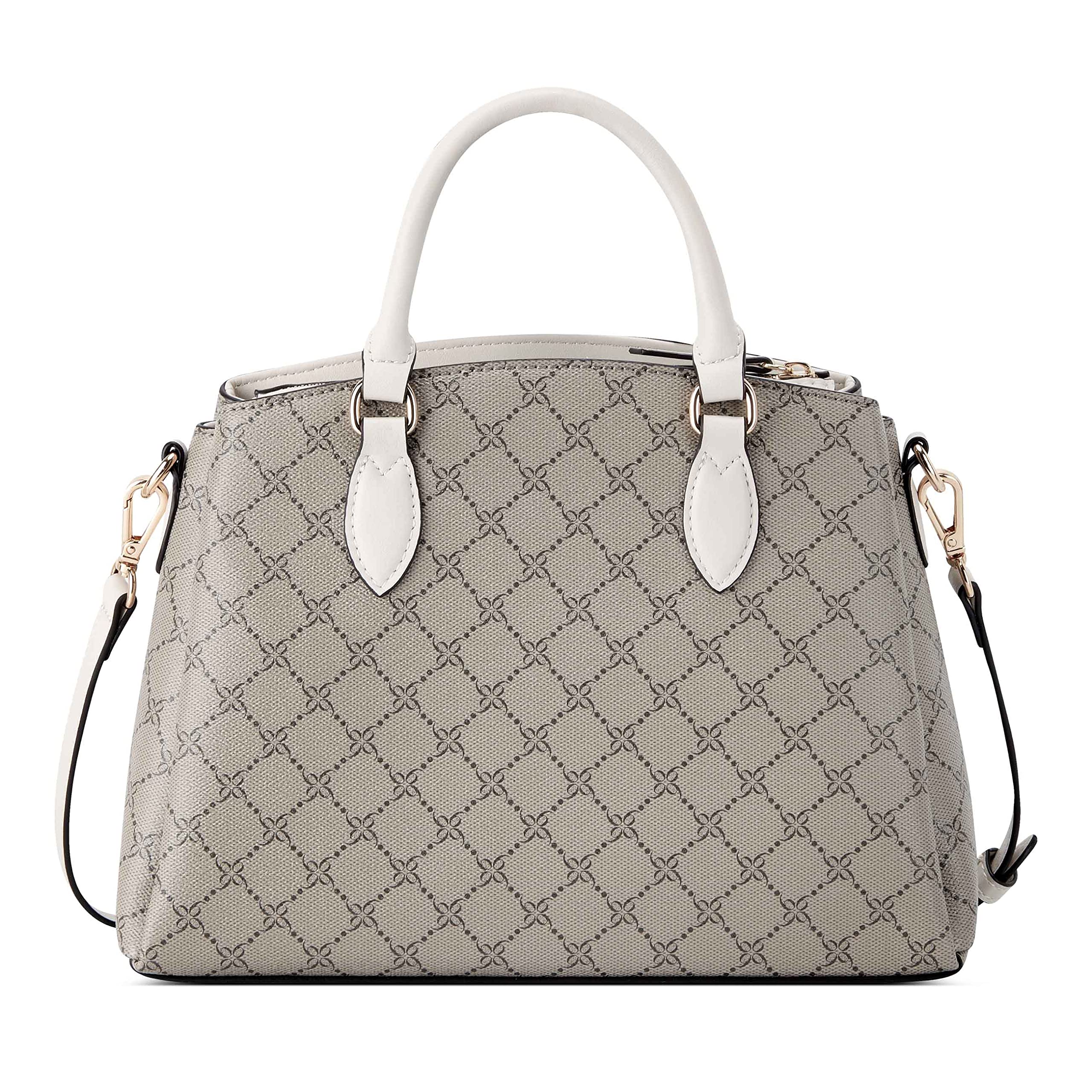 Nine West Zenith Small Triple Compartment Satchel Crossbody, Beige Logo/Milk