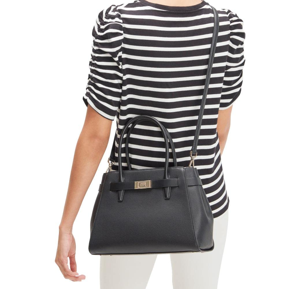 kate spade handbag for women Lucia medium satchel in leather, Black, Medium