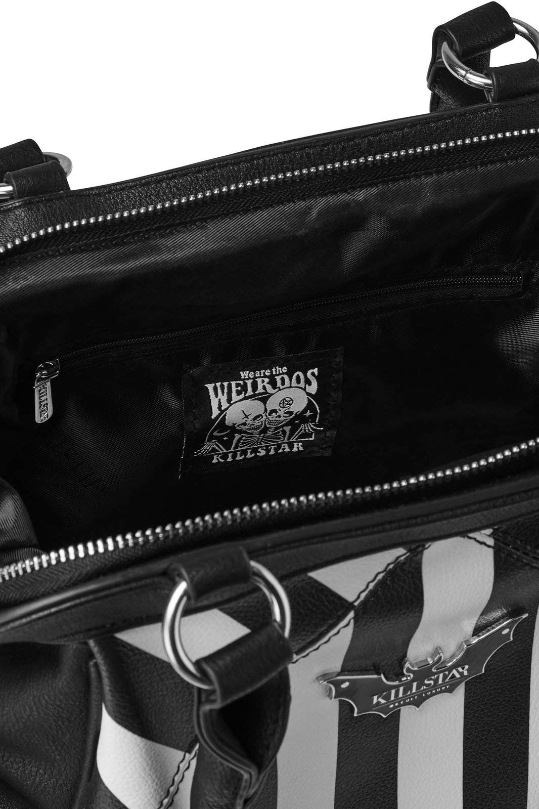 Killstar womens Never Trust the Living Bat Striped Gothic Punk Handbag Purse KSRA001298