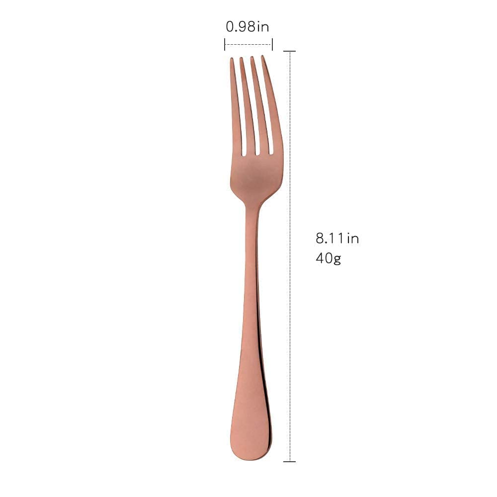 MINGYU Dinner Forks Stainless Steel Set of 12 - Rose Gold 8 Inches Food Grade Titanium Fork Silverware Set Salad Forks Flatware Sets Dishwasher Safe for Home Kitchen Restaurant