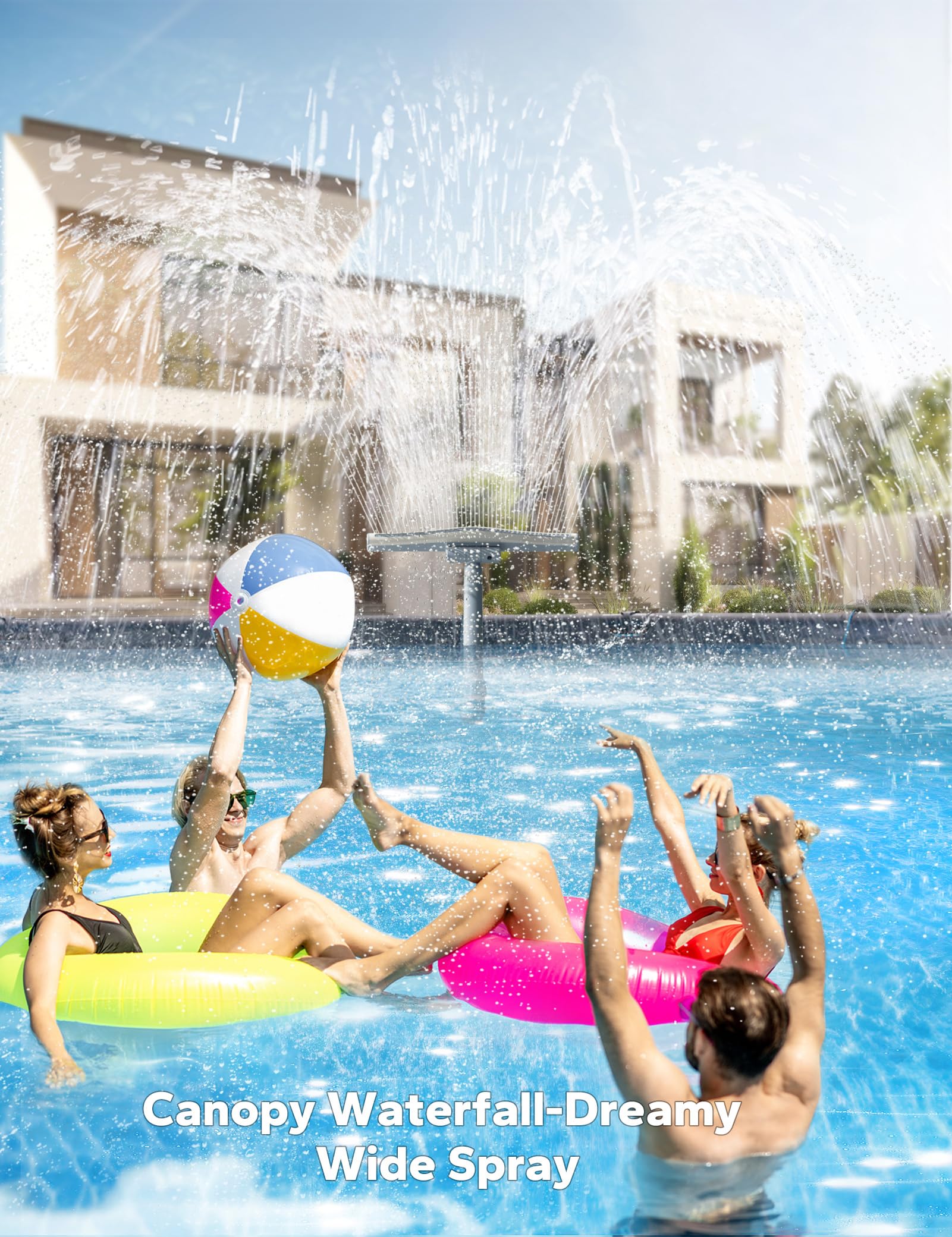 POOLHACKER Pool Fountains for Above and In-ground Pools, Adjustable Whale Tail Waterfall Wide Width Pool Sprinkler Fountain for Relaxation & Cooling 10-20 Degrees, Swimming Pool SPA Accessories
