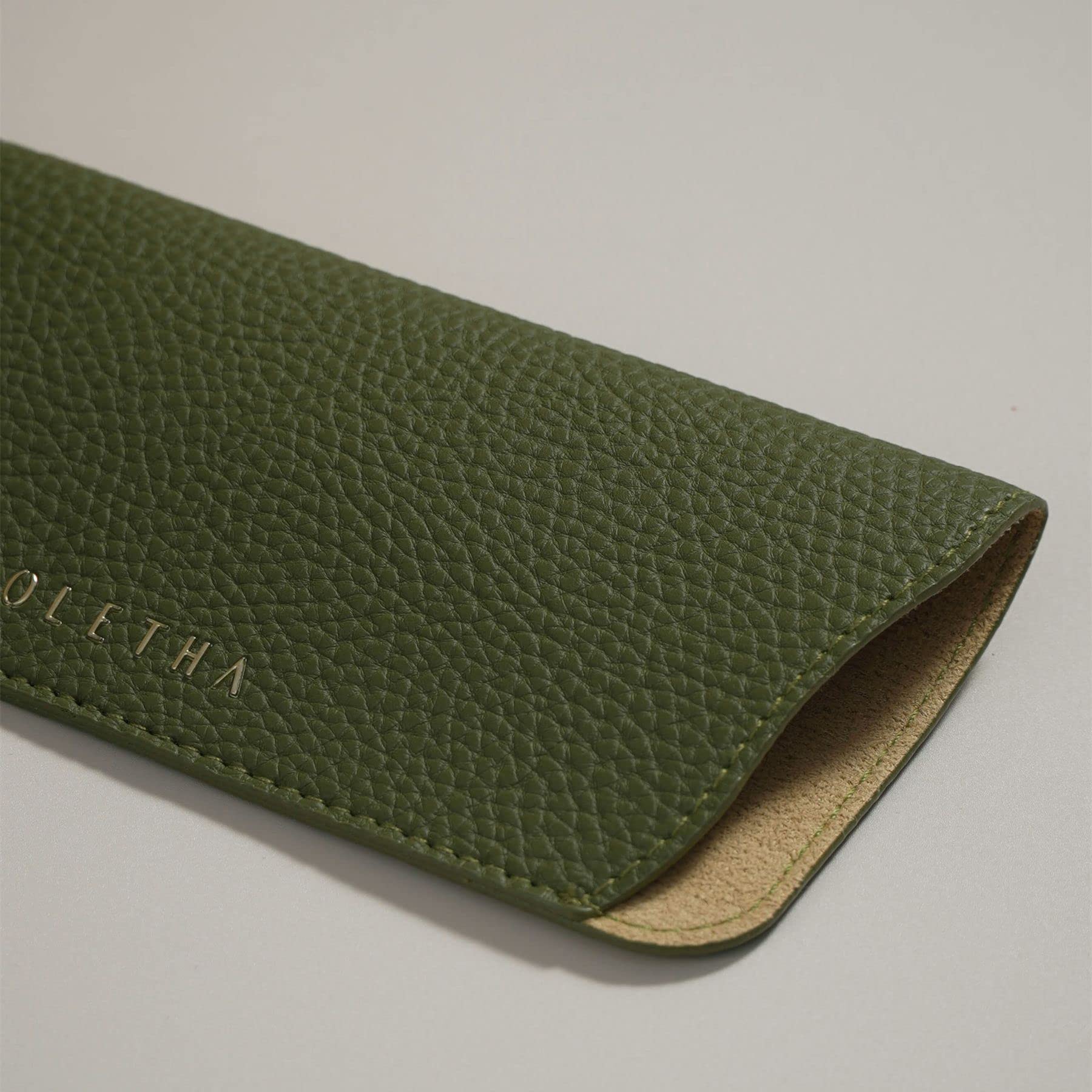 OLETHA Aesthetic Soft Glasses Case, Slim Travel Pouch for Sunglasses Eyeglass Reading Glass, Green