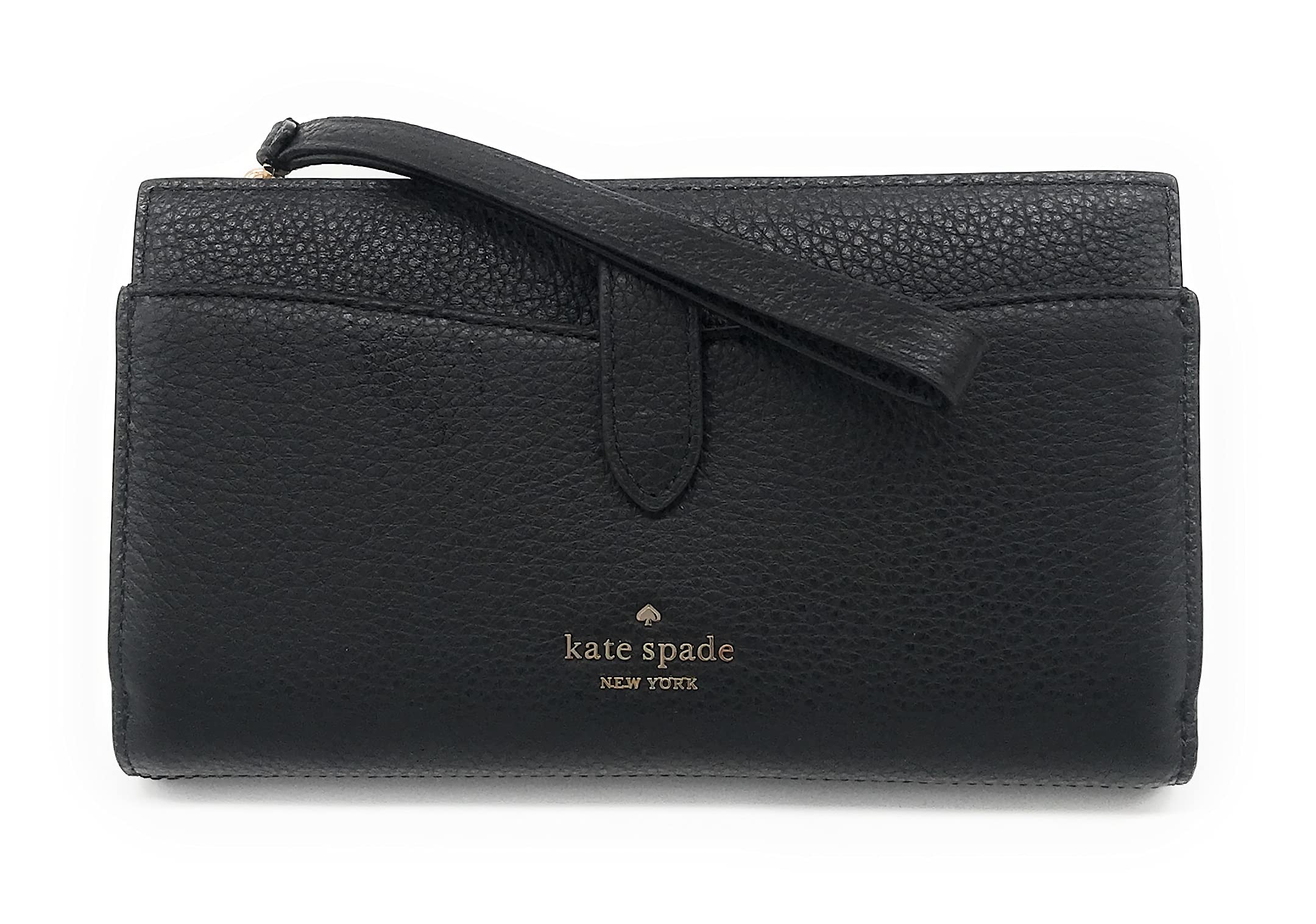 Kate Spade New York Leila Medium Pebbled Leather Phone Wristlet (Black)