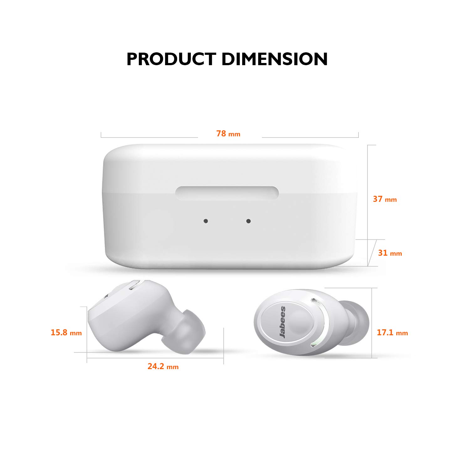 Jabees True Wireless Earbuds, Firefly Pro Sweatproof IPX5 Sport Earphones w/Intelligent Power Switch System,18 Hours Music,Qi-Enabled Wireless Charging Transparency Mode Compatible w/iPhone 11
