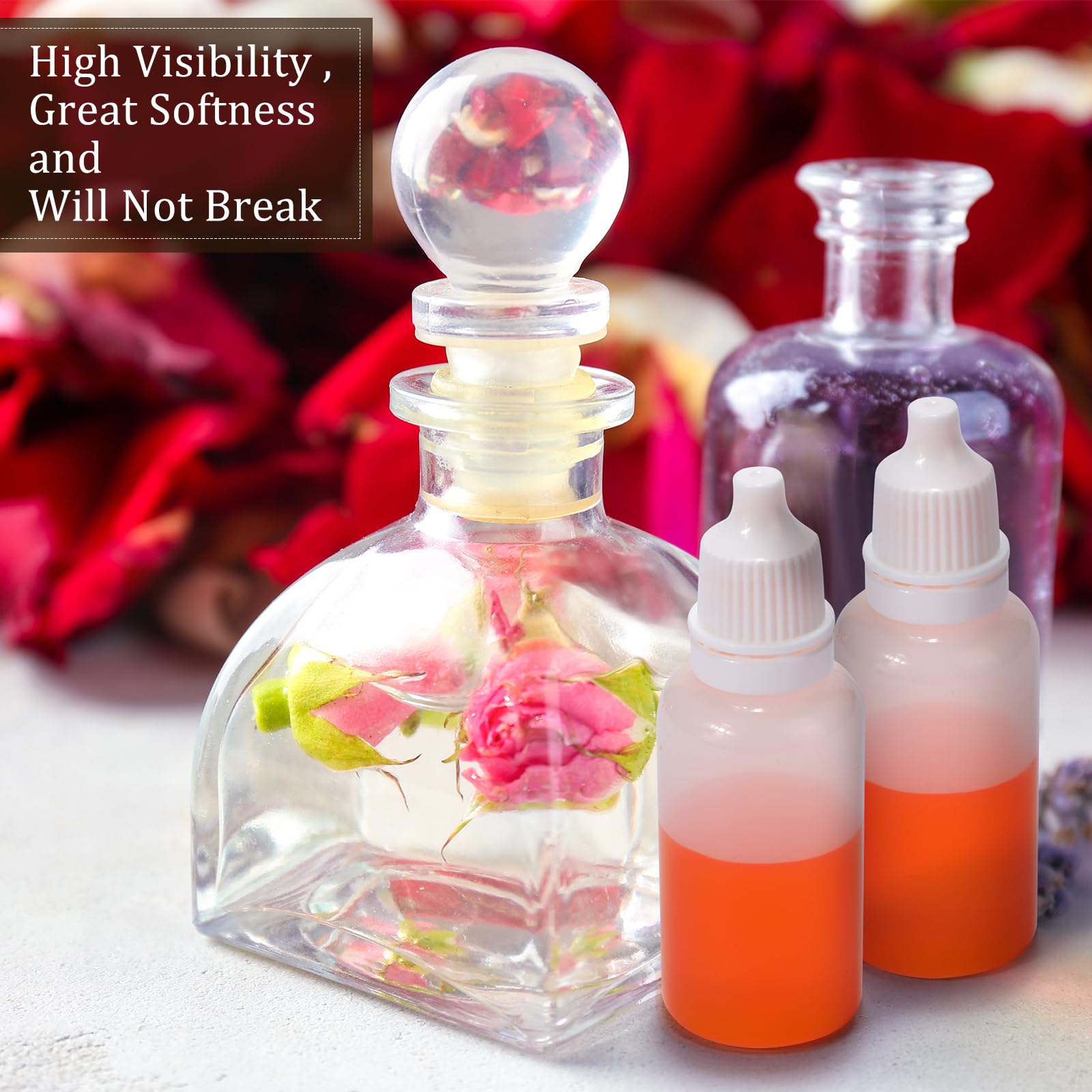 Umigy 200 Pcs Dropper Bottles Empty Eye Dropper Bottle Small Liquid Plastic Container Portable Squeezable Eye Liquid Dropper with Caps and Plug for Oil, Eye Liquid Storage (20 ml)