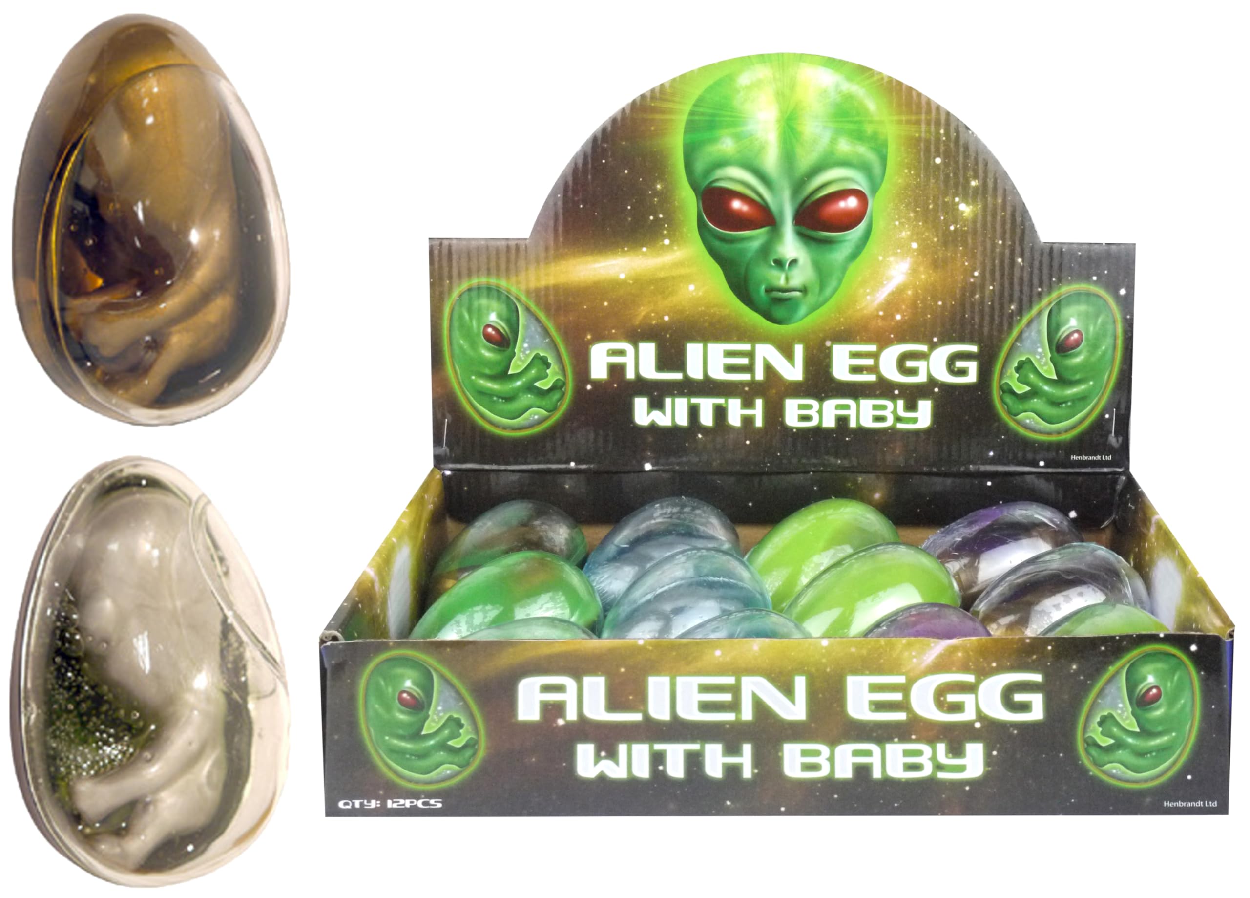HENBRANDT 3 X Stretchy Space Alien Embryo in Goo & Hard Egg Shell