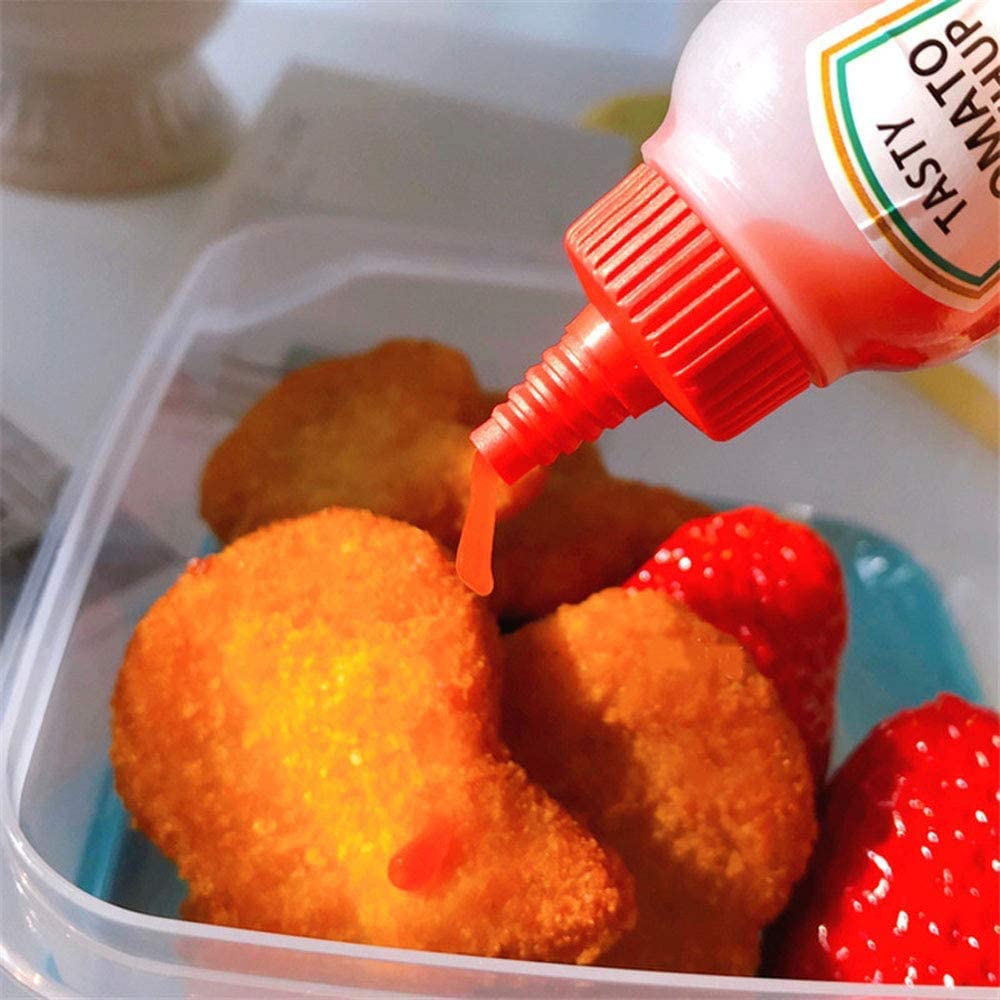 Mini Ketchup Bottles, 25ml Refillable Condiment Squeeze Bottle Salad Dressing Tomato Ketchup Mayo Syrup Squeeze Containers for Kids Adults Bento Box for Office Worker Bento Box Diner Condiment Mayo