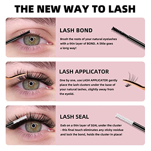 Lash Bond and Seal, Cluster Lash Glue Mascara Wand DIY Eyelash Extension Bond & Seal Infused with Biotin & Vitamin E, Bond and Seal Lash Glue for All Day Wear Super Strong Hold 72 Hours