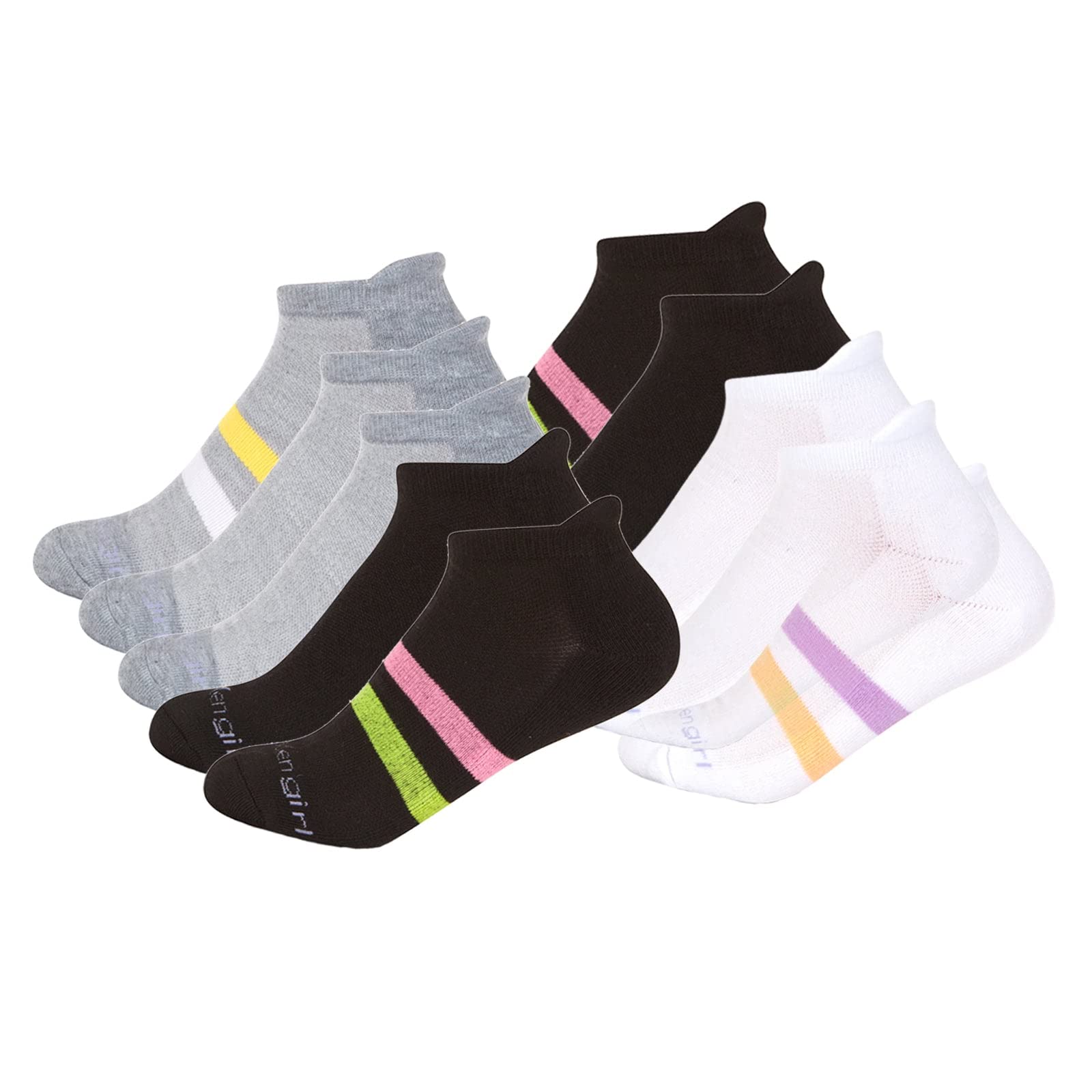 Madden Girl Women's Athletic Low Cut Socks, Mesh, Breathable, Soft 10-Pack, Black