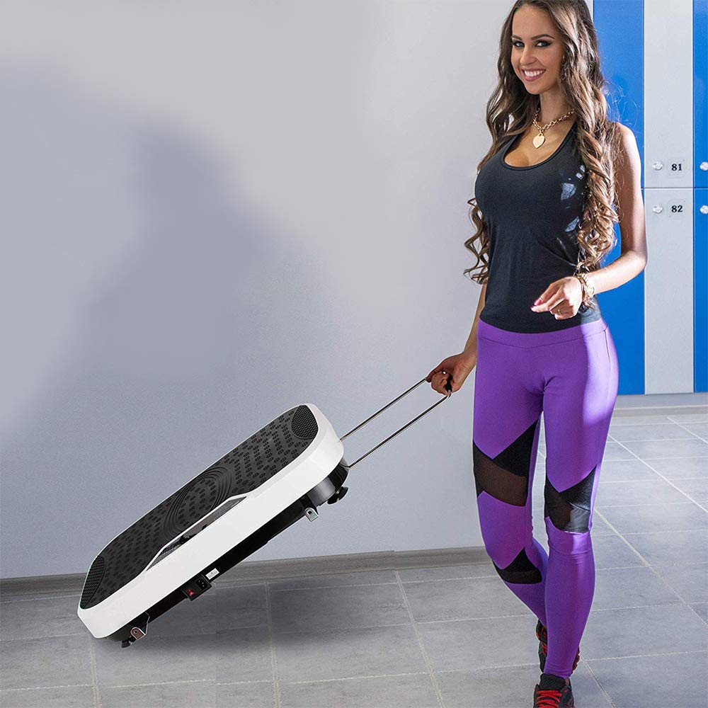 Hurtle Fitness Vibration Platform Machine - Home Gym Whole Body Shaker Exercise Machine Workout Trainer Fast Weight Loss w/ Resistance Bands, Easy Carry Wheel Remote, Adjustable Speed - HURVBTR36