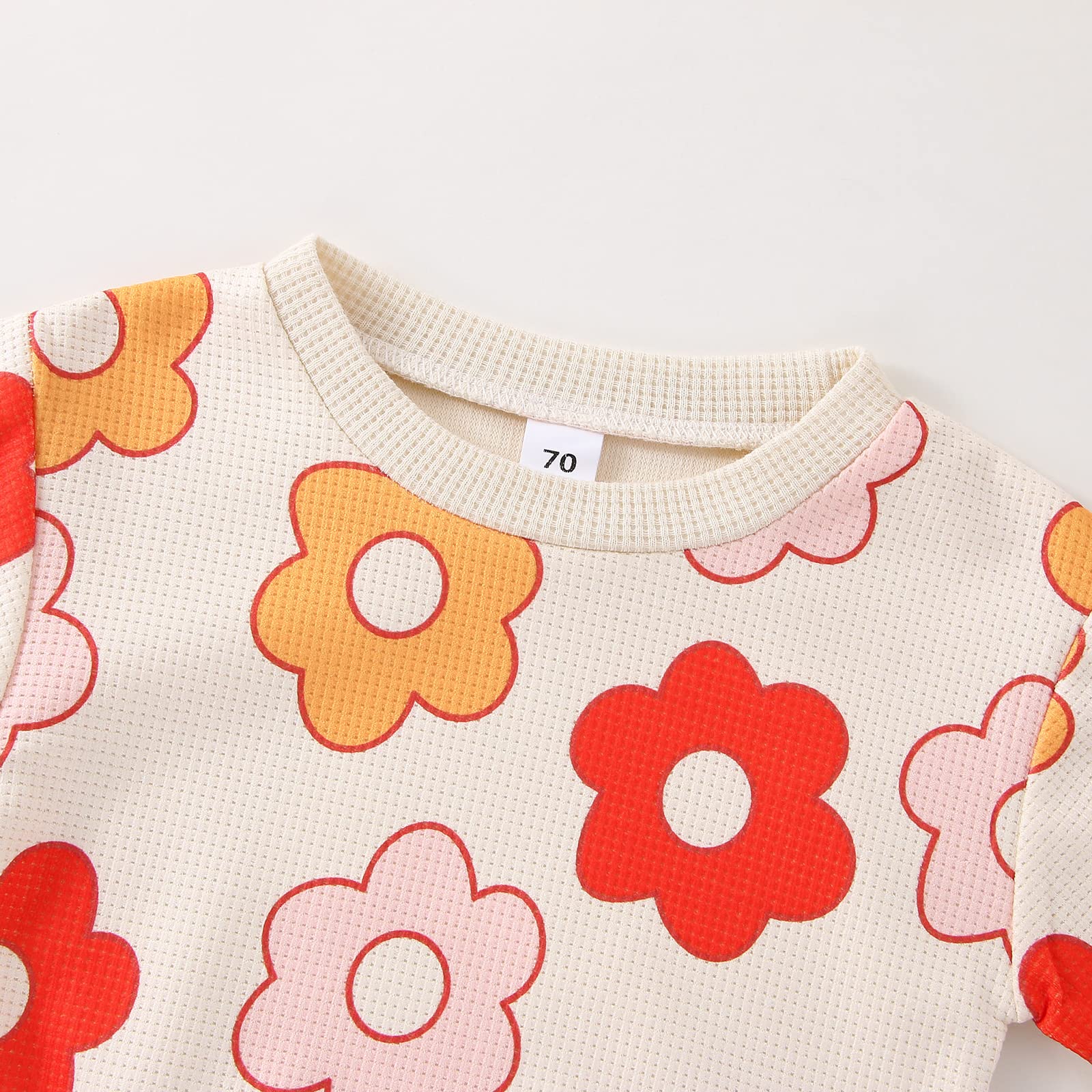 Newborn Infant Baby Girl Floral Clothes Set Long Sleeve Pull On Top Long Pants 2Pcs Fall Winter Outfits (Floral Set A,12-18 Months)