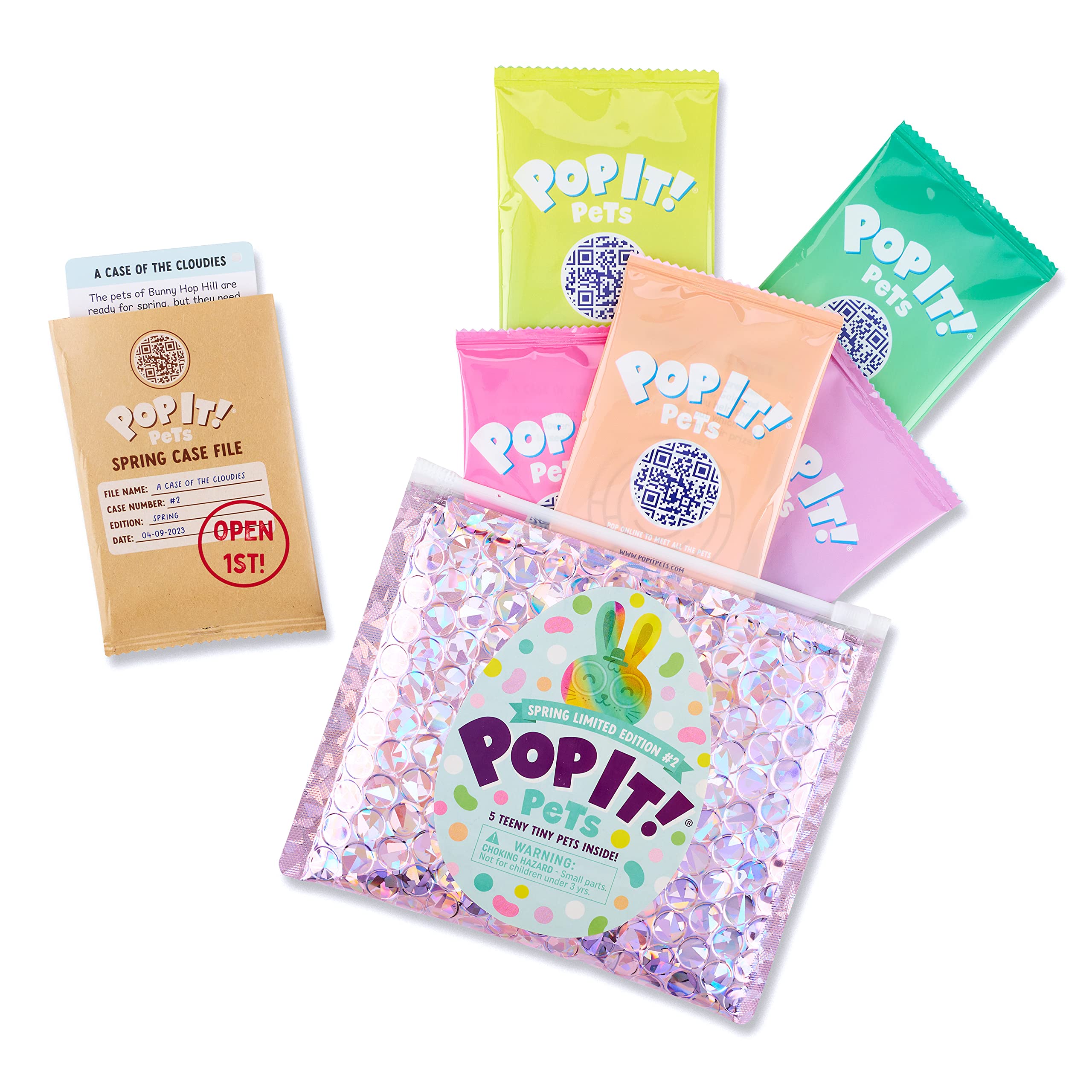 Pop It! Official Pets Spring Limited Edition #2 - Pink | Easter Mystery Detective Bag | 5 New Pets in Each Bag | Mini Collectables | Solve The Case File Mystery