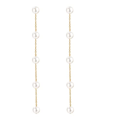 LOKLIFFAI Threader Earrings Ball Drop Long Chain Earrings for Women