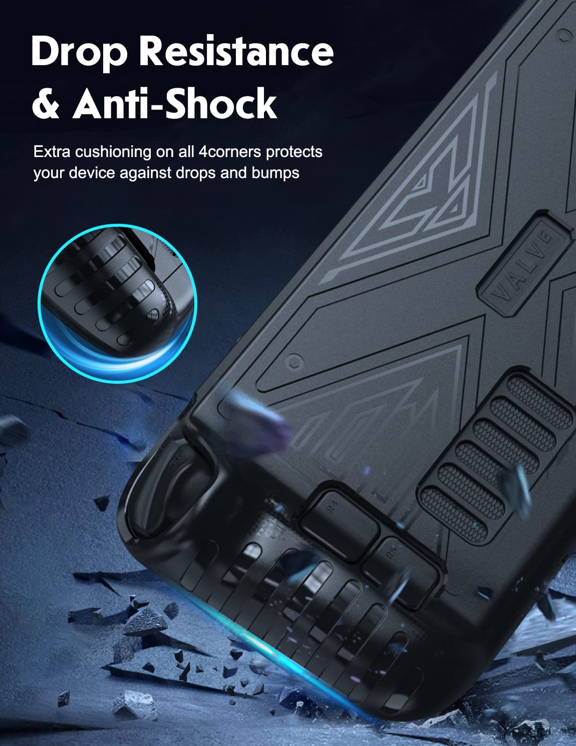 NEWENMO Protective Case for Steam Deck, for Steam Deck Skin Protective Case, Non-slip TPU Protective Case Screen Protector, Shockproof Anti-Collision with Cool Design for Steam Deck Console