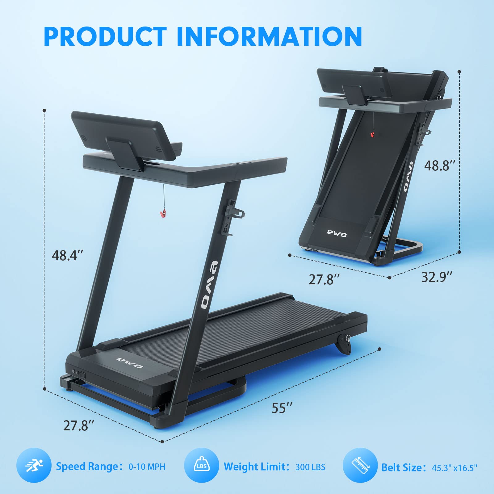 OMA Treadmills for Home, Max 2.5HP 300 LBS Capacity Folding Treadmill with LED Display, 36 Preset Programs, Walking Jogging Running Exercise Machine