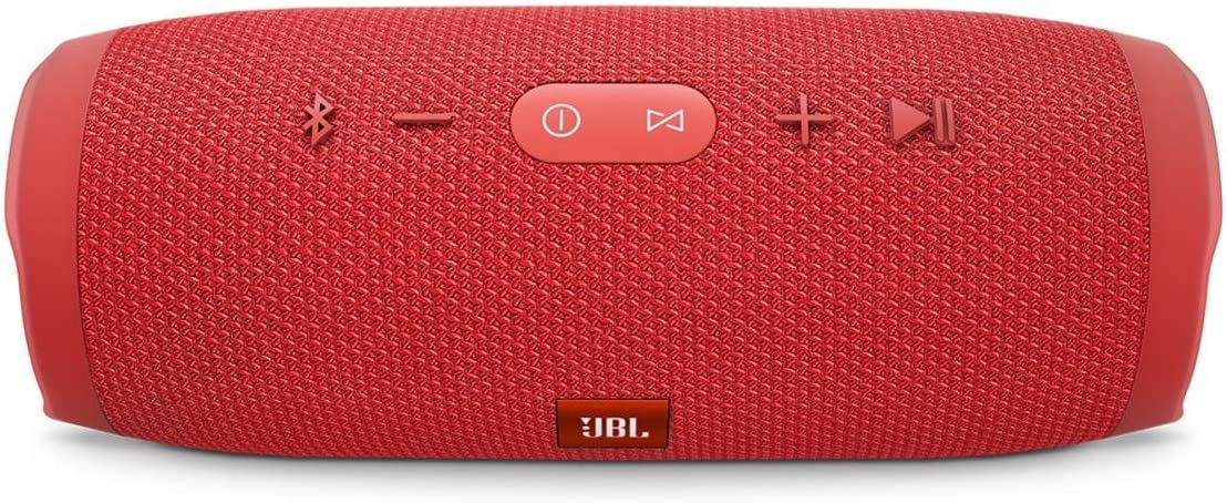 JBL Charge 3 Waterproof Portable Bluetooth Speaker, includes Microfiber Cleaning Cloth - Red