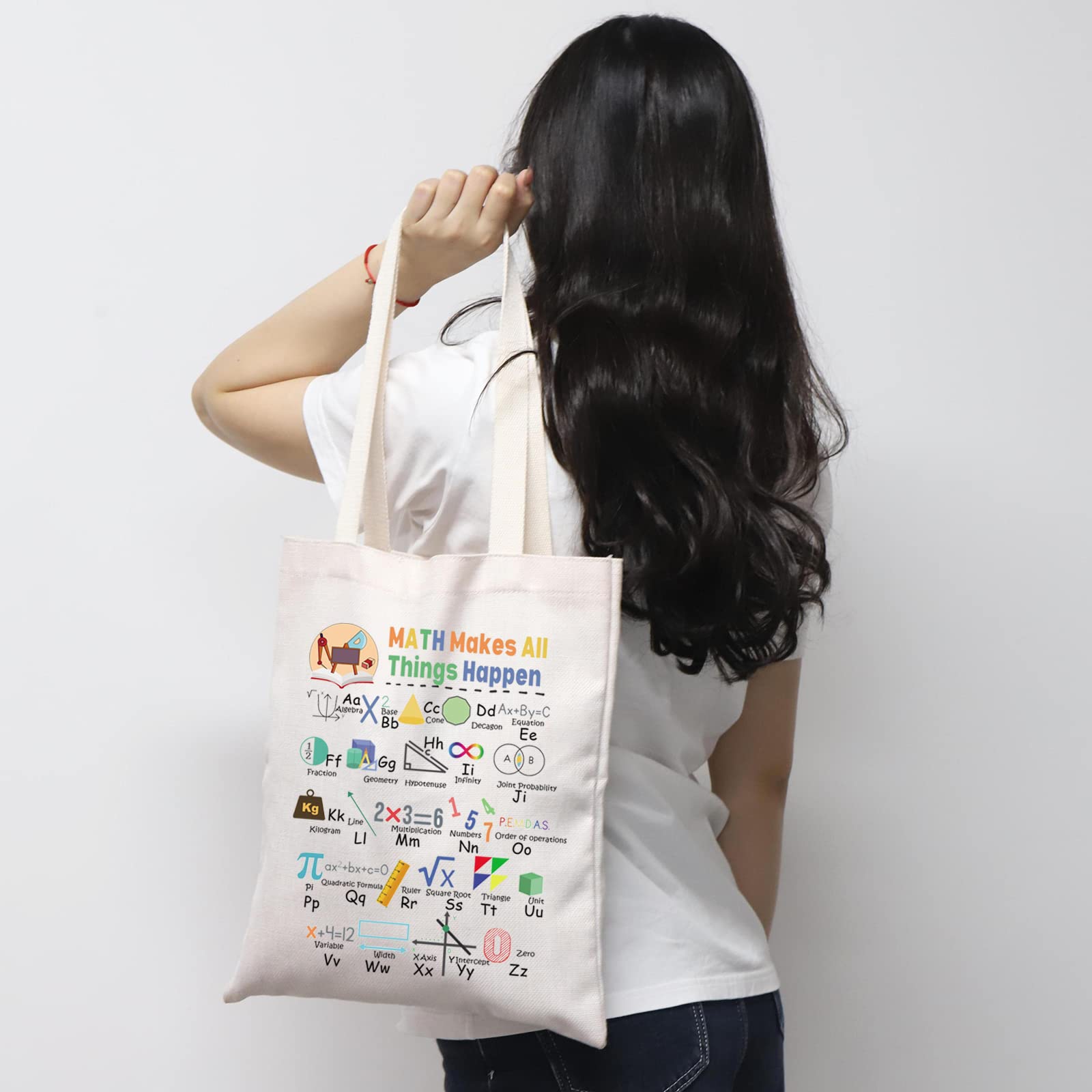 Math Teacher Tote Bag Math Teacher Gift Math Teacher Appreciation Gift End of Year Gift for Math Teacher (Handbag)