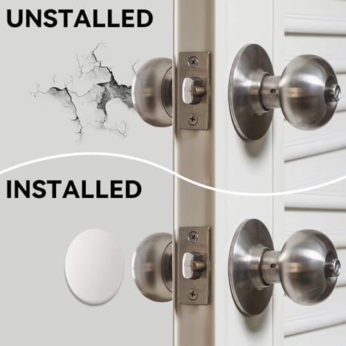 JULBEAR Door Stopper Wall Protector, 12PCS Door Knob Stoppers Wall Protector with Strong Back Adhesive,Quiet, Shock, Absorbent Silicone, Door Handle Bumpers and Protect Wall Surfaces (Round 2 inch)
