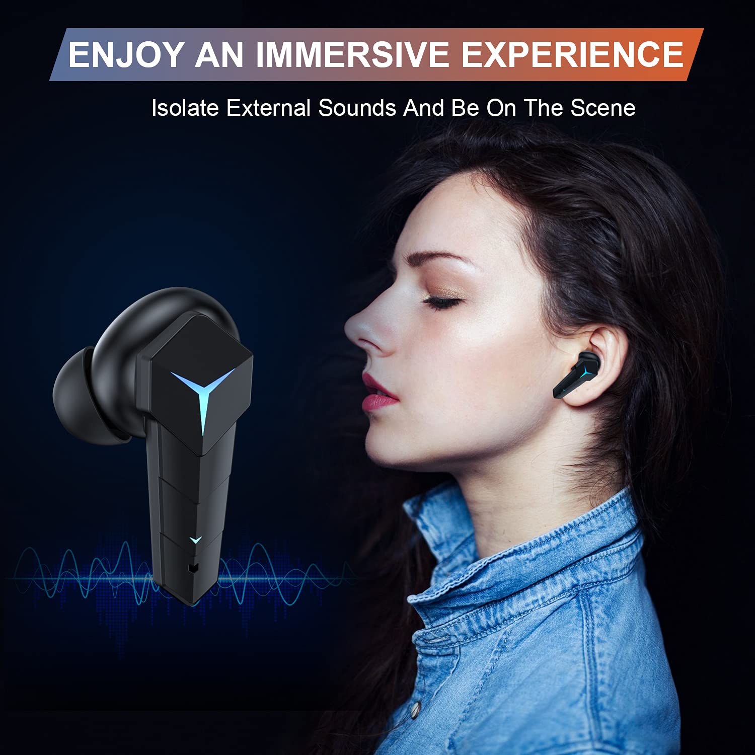 Kingstar Wireless Earbuds, Gaming Bluetooth Earbuds Headphones Low Latency, Open Case Pairing Gaming Music Model Deep Bass True Wireless TWS Earbuds in-Ear for PC Mobile PUBG COD with mic