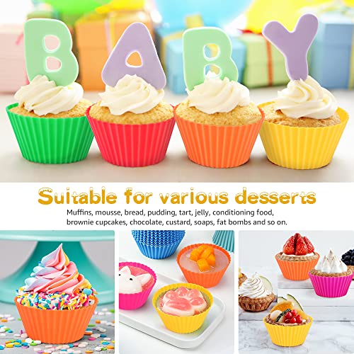 Lingtoolator upcake Liners, Set of 36 Muffin Baking Cups, Nonstick Silicone Muffin Liners, Reusable No Stick Silicone Cupcake Molds, 2.75” Silicone Cupcake Baking Cups, mini Multicolored