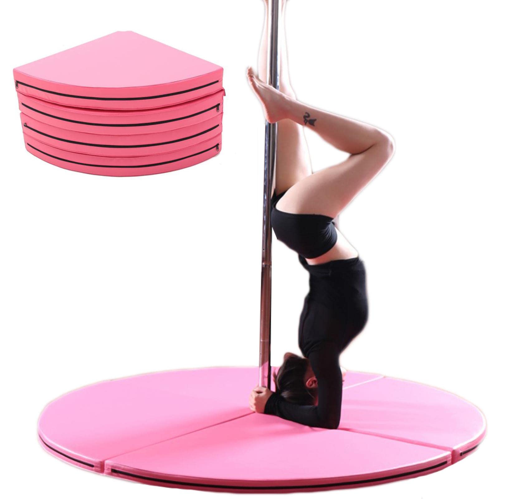 Pole Dance Mat,Foldable Pole Dancing Protect Mat Round Safety Mat,Yoga Beginner Dance Fitness Exercise Gymnastics Anti-Fall Anti-Skid Protective Mat 150*10cm Black