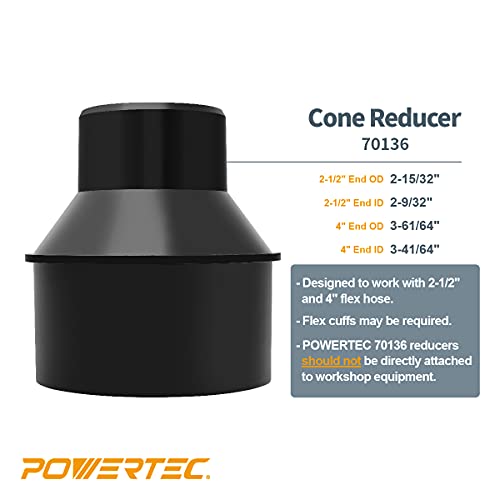 POWERTEC 70136-P2 4-Inch Hose to 2-1/2 Inch Hose Cone Reducer, 2 PK