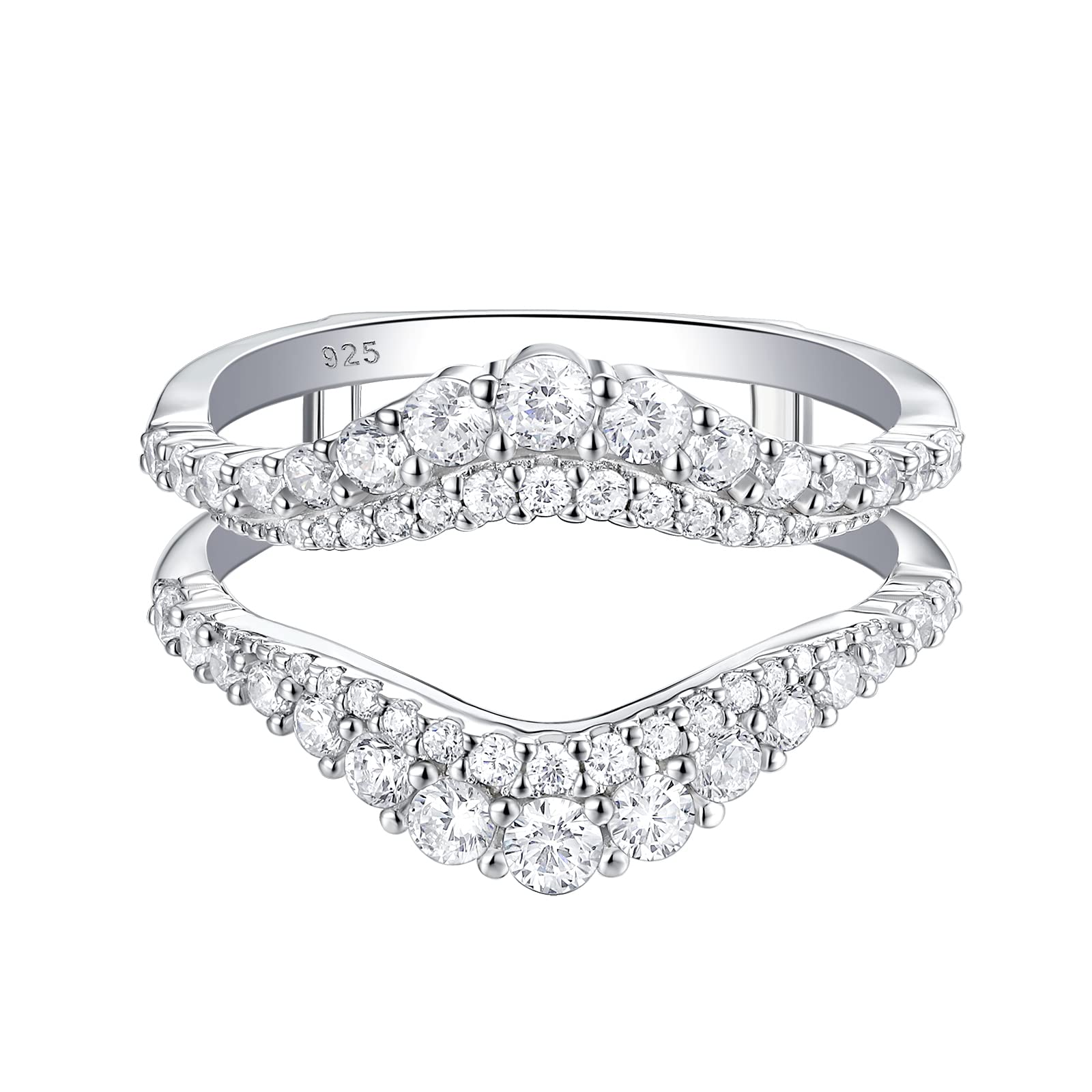 Newshe Ring Enhancer for Engagement Rings Wedding Band for Women Eternity 5A Cz 925 Sterling Silver Size 8