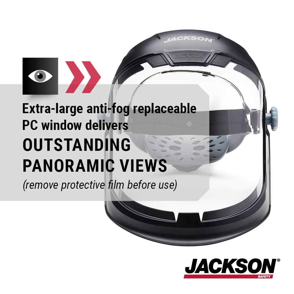 Jackson Safety Lightweight MAXVIEW Premium Face Shield with 370 Speed Dial Ratcheting Headgear β Anti Fog Coating