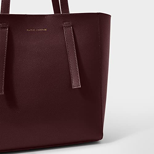 KATIE LOXTON Emmy Womens Medium Vegan Leather Double Shoulder Strap Tote Bag Plum