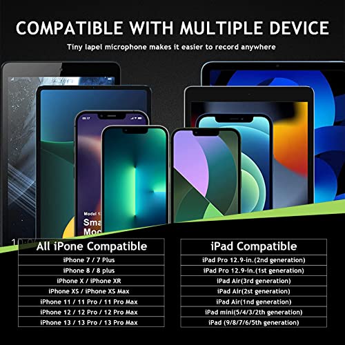 NEWWARE Wireless Lavalier Microphones for iPhone iPad, Lapel Mic with Charging Case and LCD Display, Plug-Play, Noise Reduction, for Recording, Vlog, TikTok, Live Stream (K63)