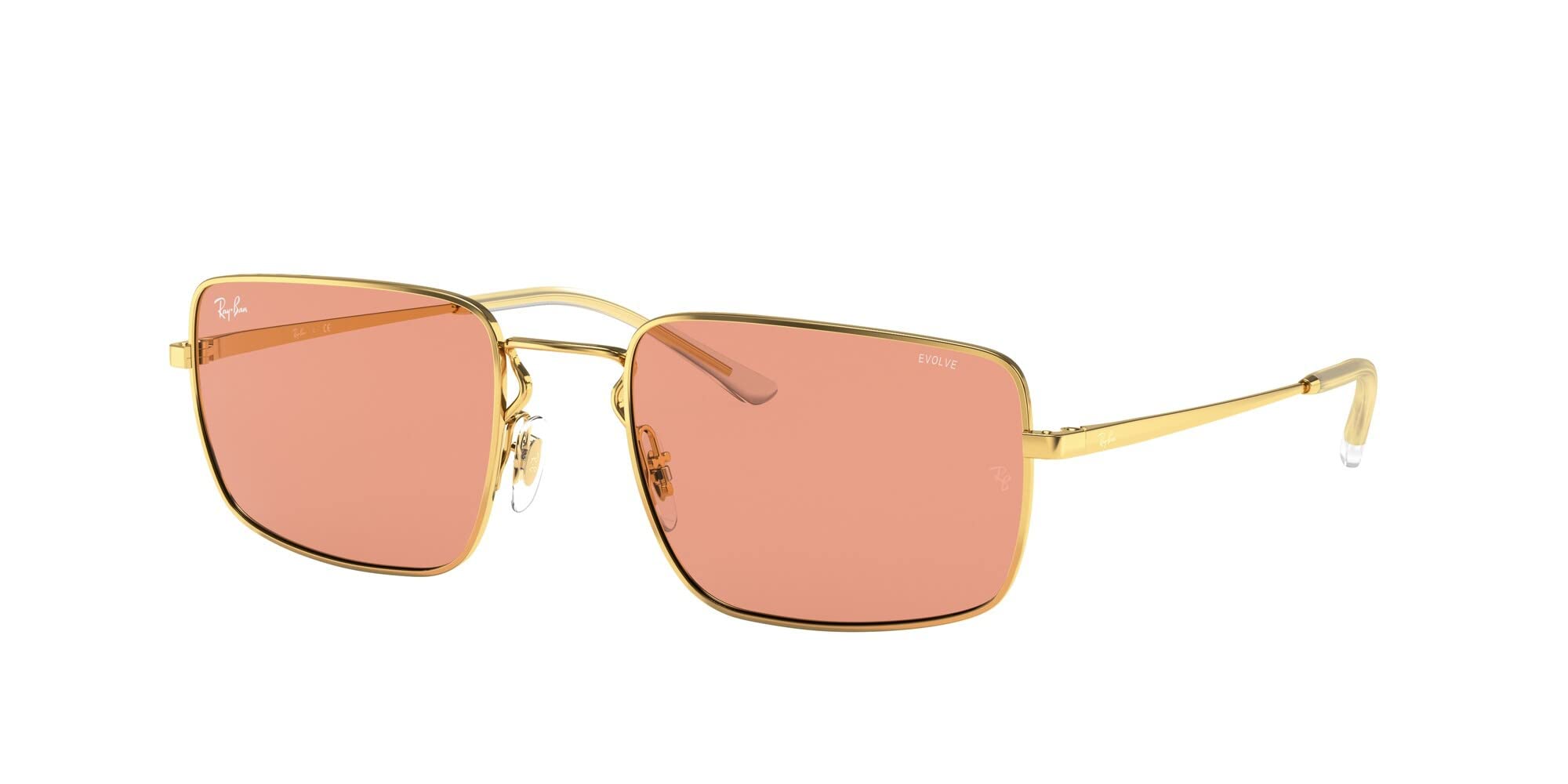 Ray-Ban Rb3669f Low Bridge Fit Polarized Rectangular Sunglasses, Gold/Evolve Photochromic Red to Violet, 57 mm