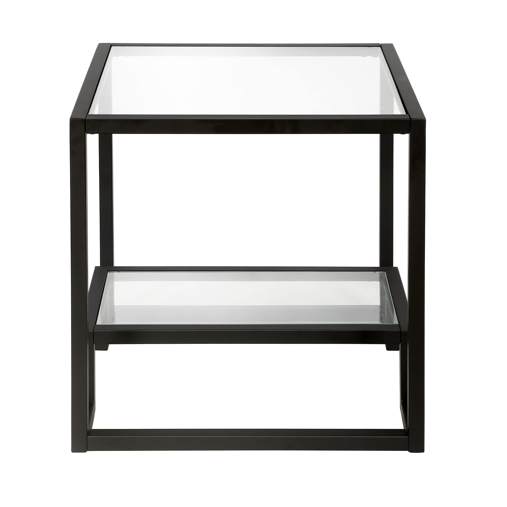 Henn&Hart 22" Wide Square Side Table in Satin Nickel, Table for Living Room, Bedroom