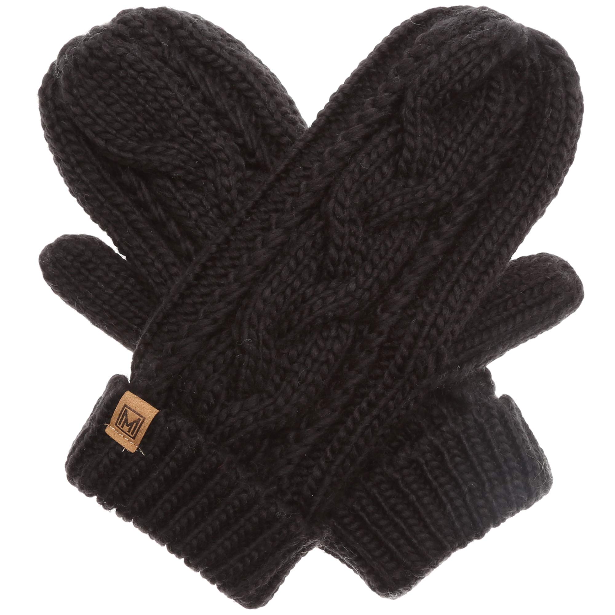 MIRMARU Women’s Warm Winter Gloves Cozy Soft Cable Knit Mittens with Fleece Lining (Purple)
