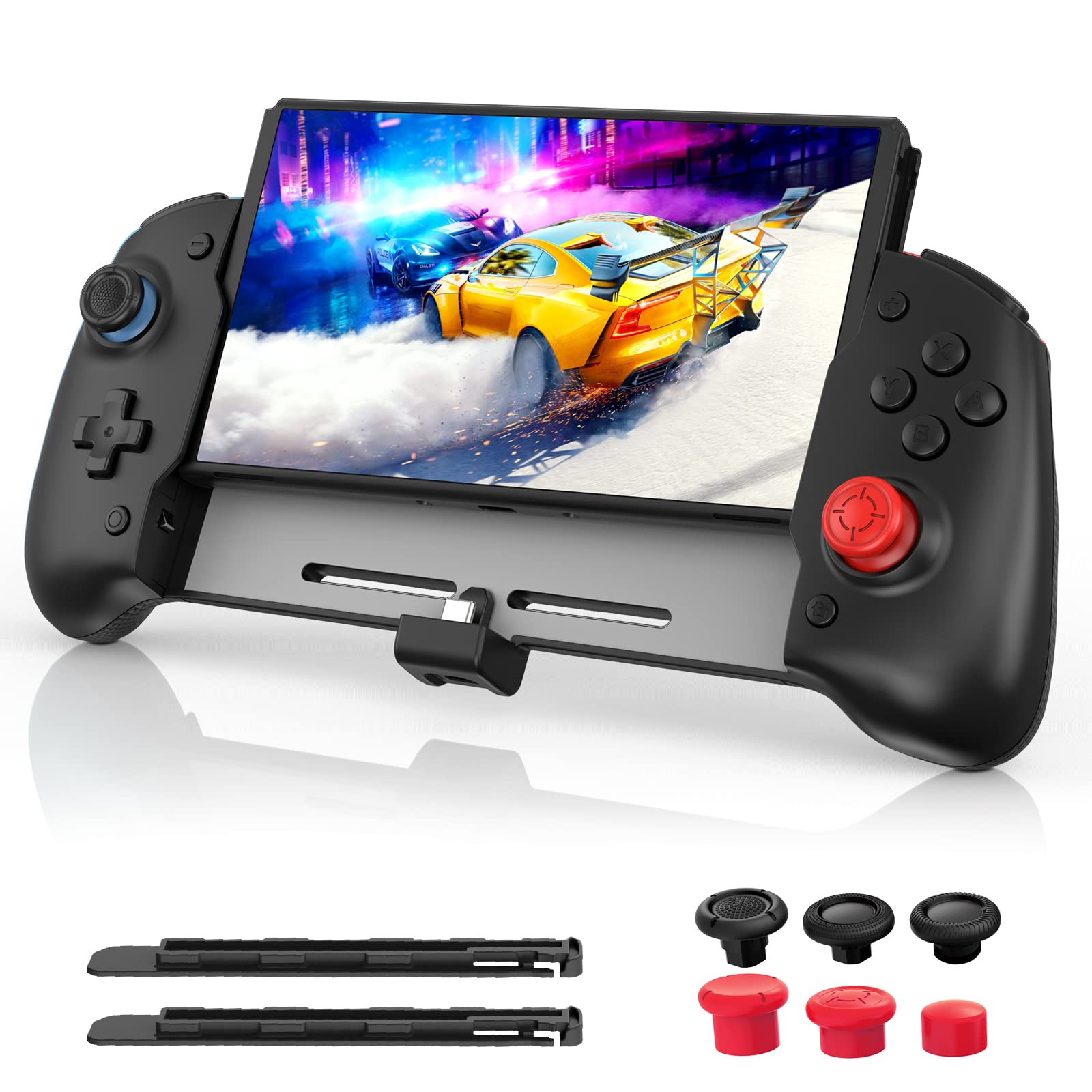 NexiGo Gripcon, Enhanced Switch/Switch OLED Controller for Handheld Mode, Ergonomic Controller for Nintendo Switch OLED with 6-Axis Gyro, Mapping Function, Island Village