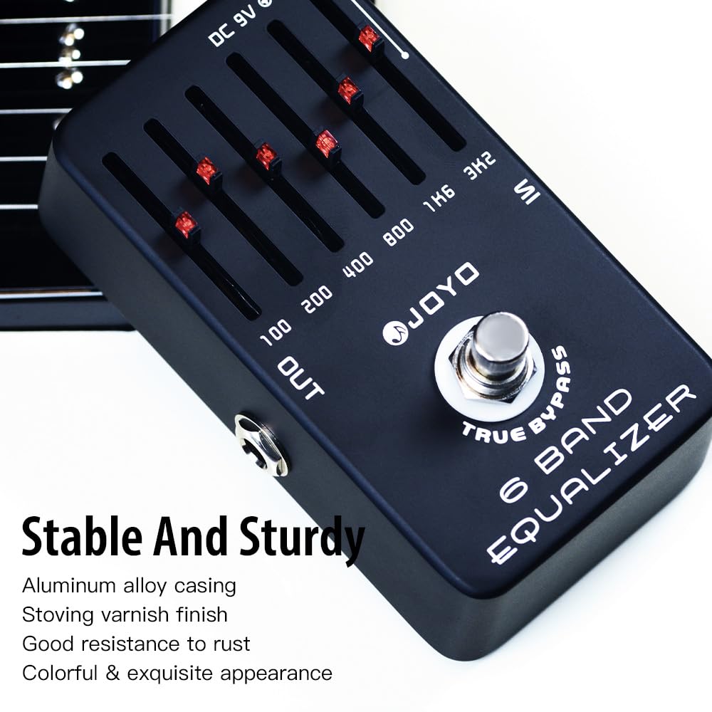 JOYO 6-Band EQ Pedal Electric Guitar Equalizer (100Hz 200Hz 400Hz 800Hz 1.6kHz 3.2kHz) Provides ±18dB for Each Band (JF-11)