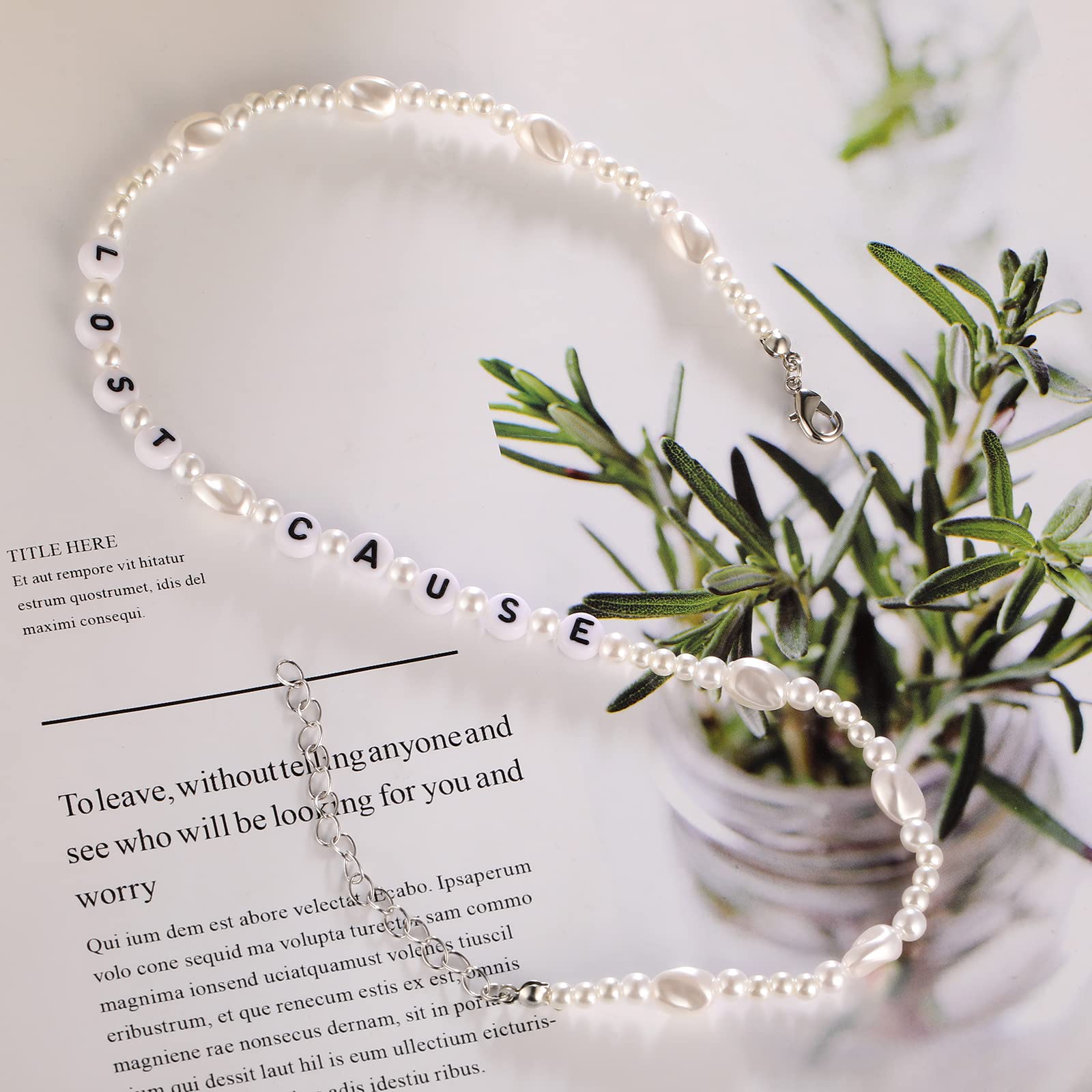 LOST CAUSE Necklace Inspired Miusic Adjustable Pearl Beaded Choker Necklace Fans Gifts