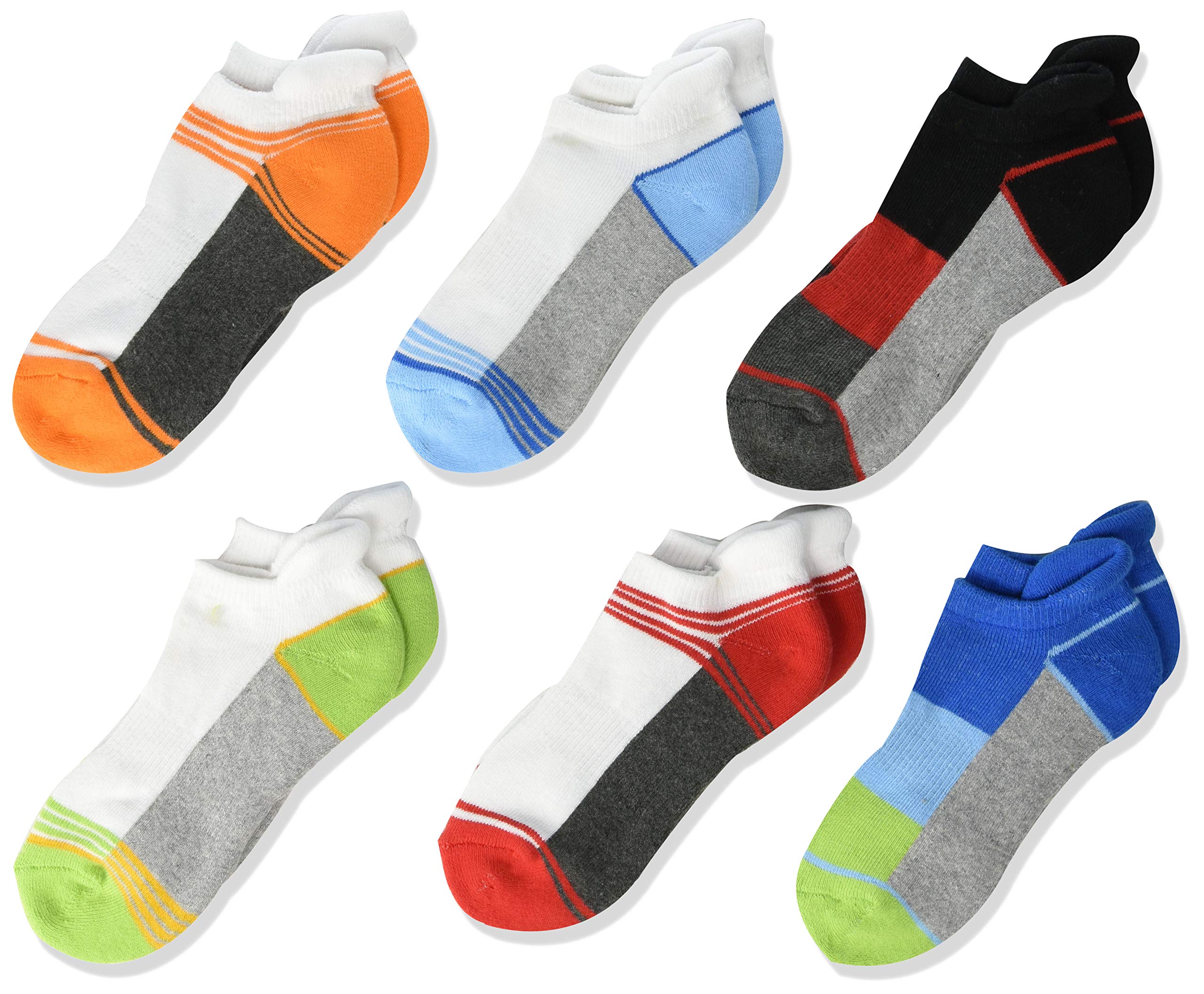 Jefferies Socks Boy's Sport Tab Half Cushion Low Cut Socks 6 Pack, Multi, Medium